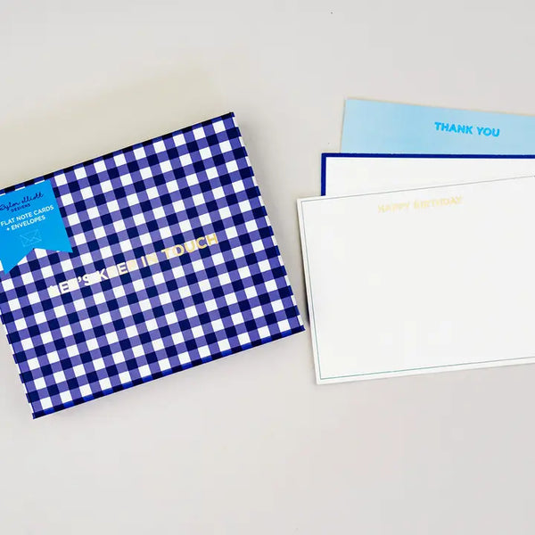 Blue Gingham Boxed Note Cards - Glamfetti