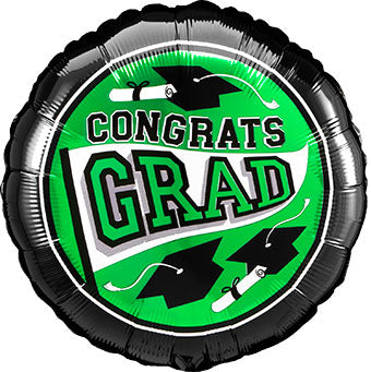 Green Congrats Grad 18" Balloon - Glamfetti
