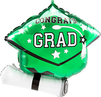 Green Grad Cap 25" Balloon - Glamfetti