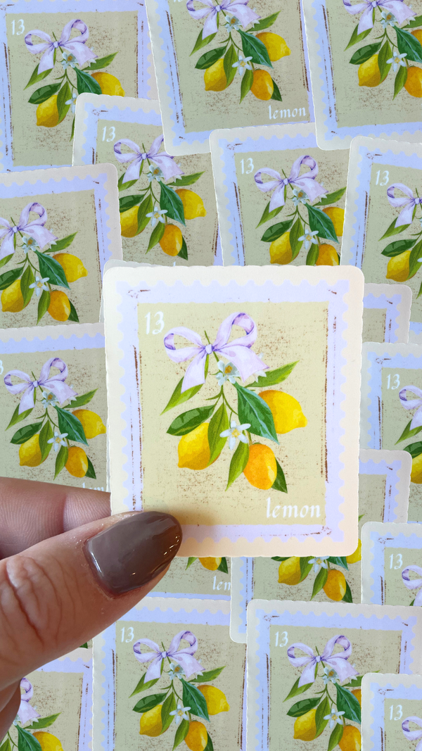 Vintage Lemon Stamp Sticker - Glamfetti