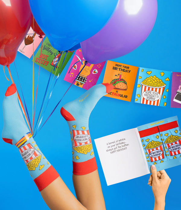 Poppin' Birthday Sock Card - Glamfetti