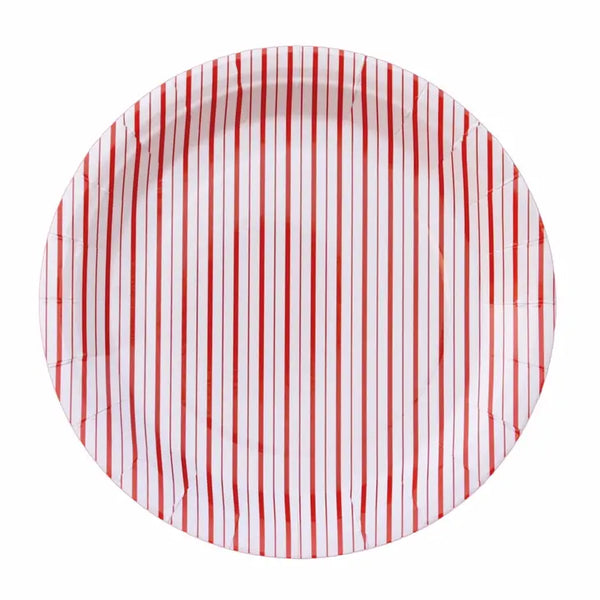 Red and White Stripe Plates - Glamfetti